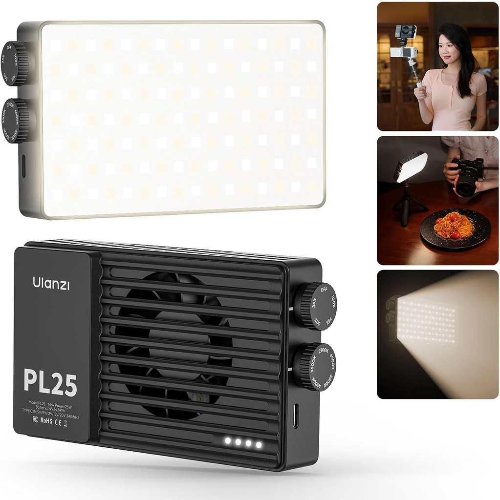 Luz de Video Led Ulanzi PL25 Bicolor 25W Recargable | Dynamic Tecnologia